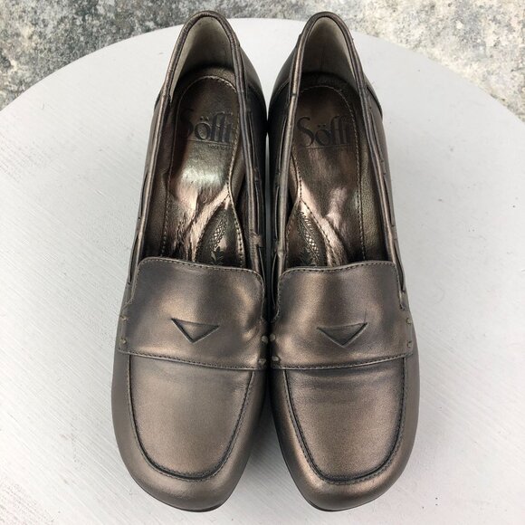 Sofft | Shoes | Sofft Womens Size 65m Metallic Bronze Leather High Heel ...